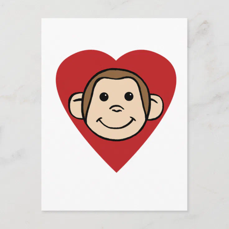 Monkey Heart Postcard | Zazzle