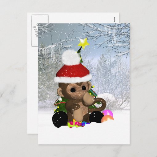 Monkey Holiday Postcard - Cute Monkey Postcard | Zazzle