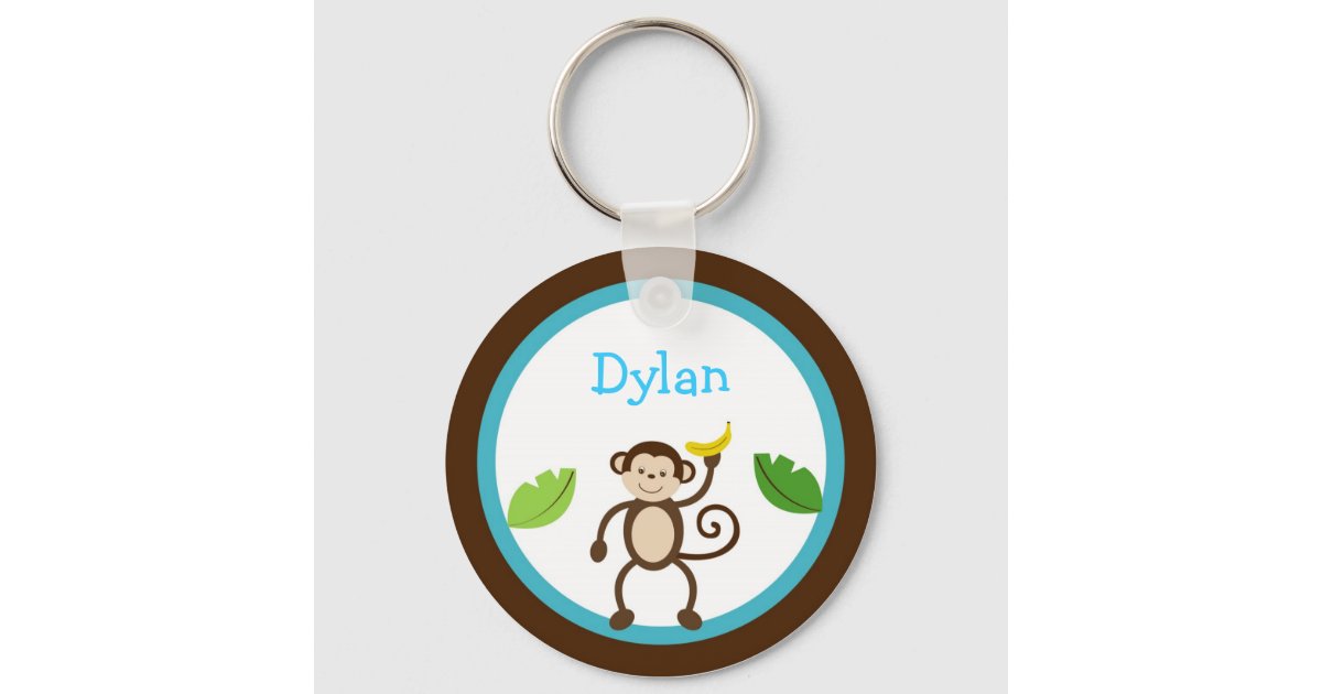 Monkey Jungle Kids Personalized Key Chain | Zazzle