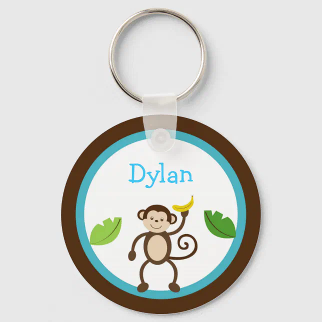 Monkey Jungle Kids Personalized Key Chain | Zazzle