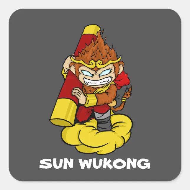 MONKEY KING SUN WUKONG SQUARE STICKER | Zazzle
