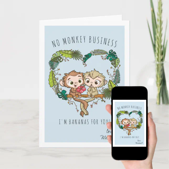 Monkey Love Romantic Valentine Card | Zazzle