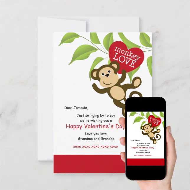 Monkey Love Valentine's Day Card | Zazzle