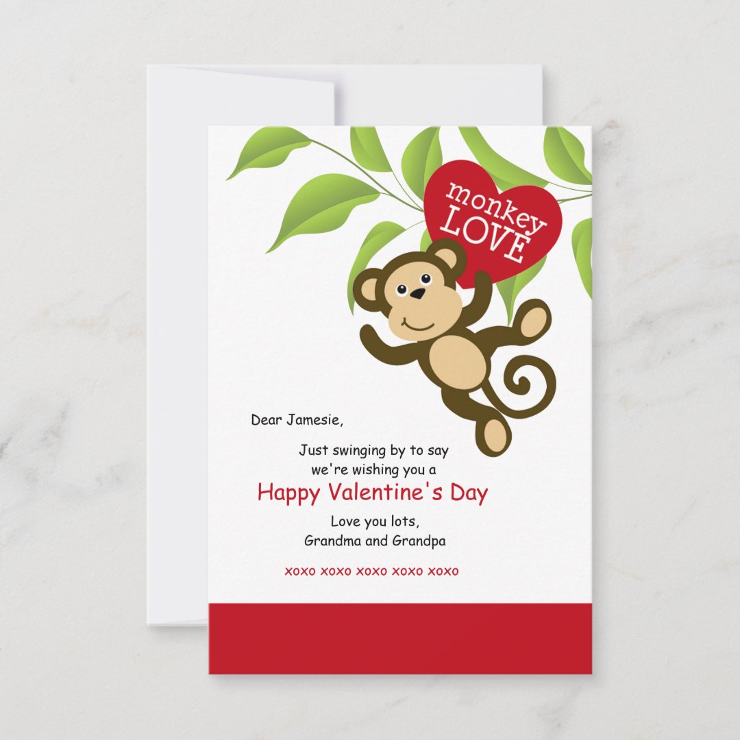 Monkey Love Valentine's Day Card | Zazzle
