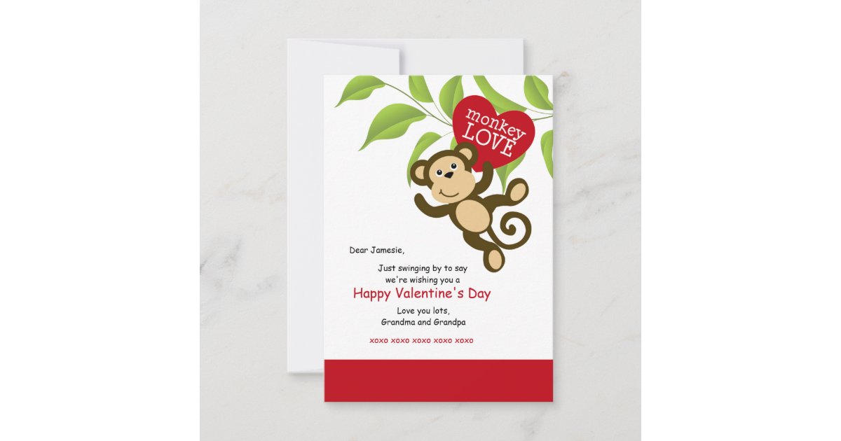 Monkey Love Valentine's Day Card | Zazzle