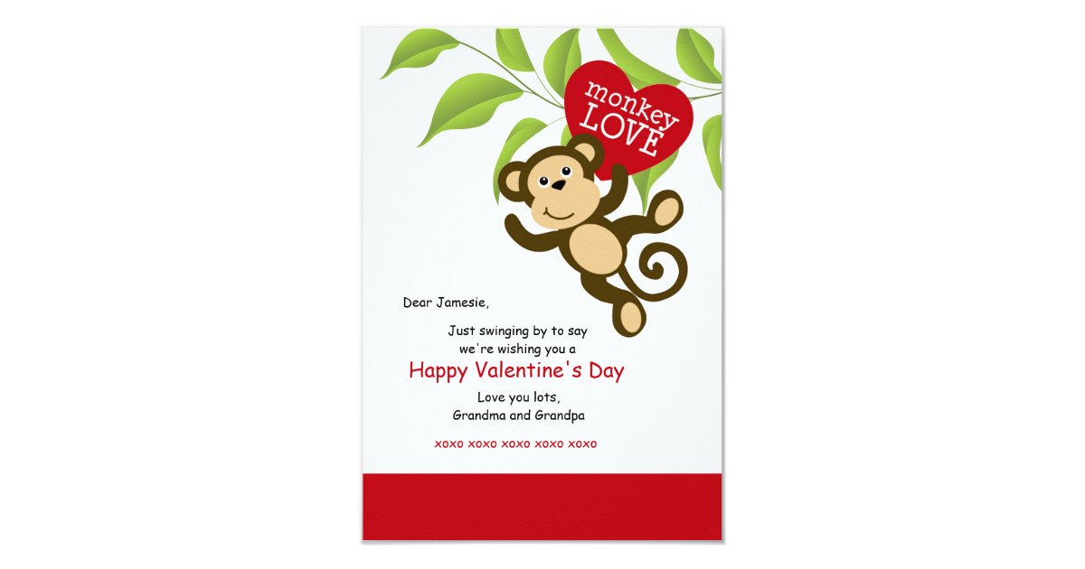 Monkey Love Valentine's Day Card | Zazzle.com