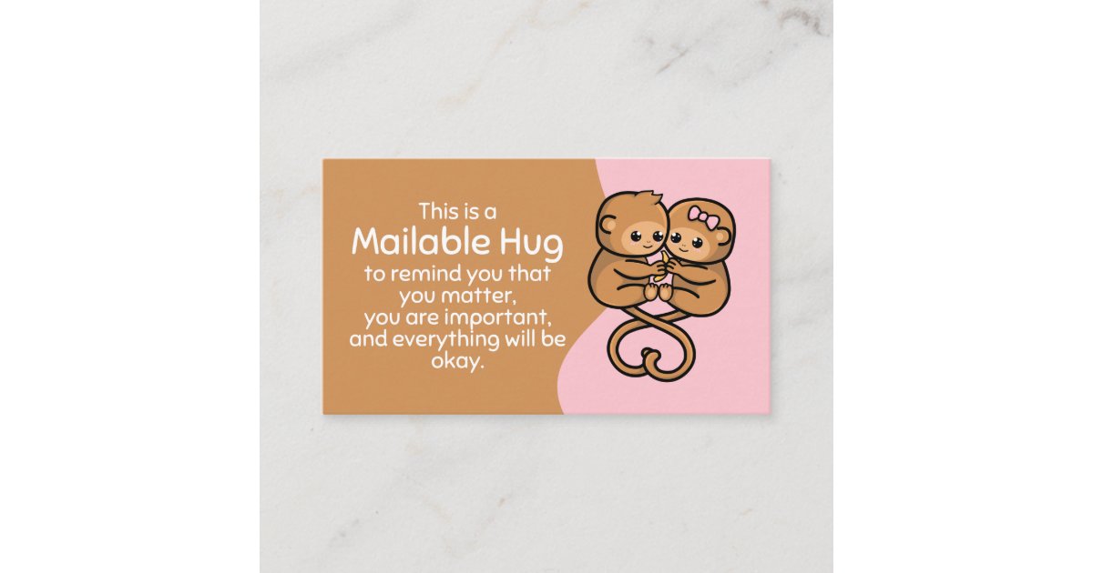 Monkey Mailable Hug Cards | Zazzle