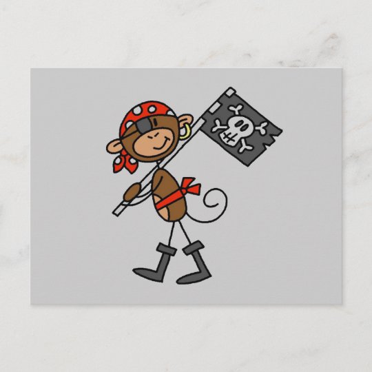 Monkey Pirate With Flag Tshirts and Gifts Postcard | Zazzle.com