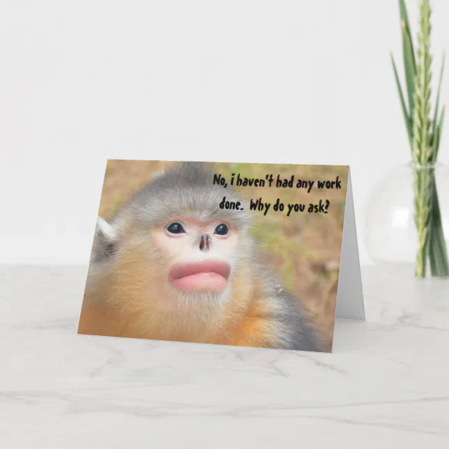 Monkey Plastic Surgery Humor Funny Greeting Card | Zazzle