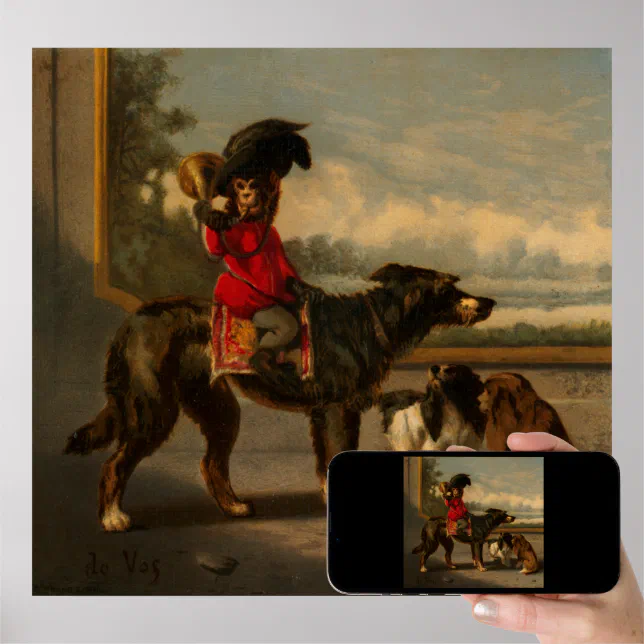 Monkey Riding Dog Poster | Zazzle