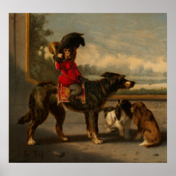 Monkey Riding Dog Poster | Zazzle