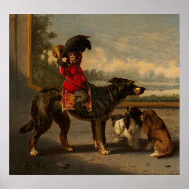 Monkey Riding Dog Poster | Zazzle