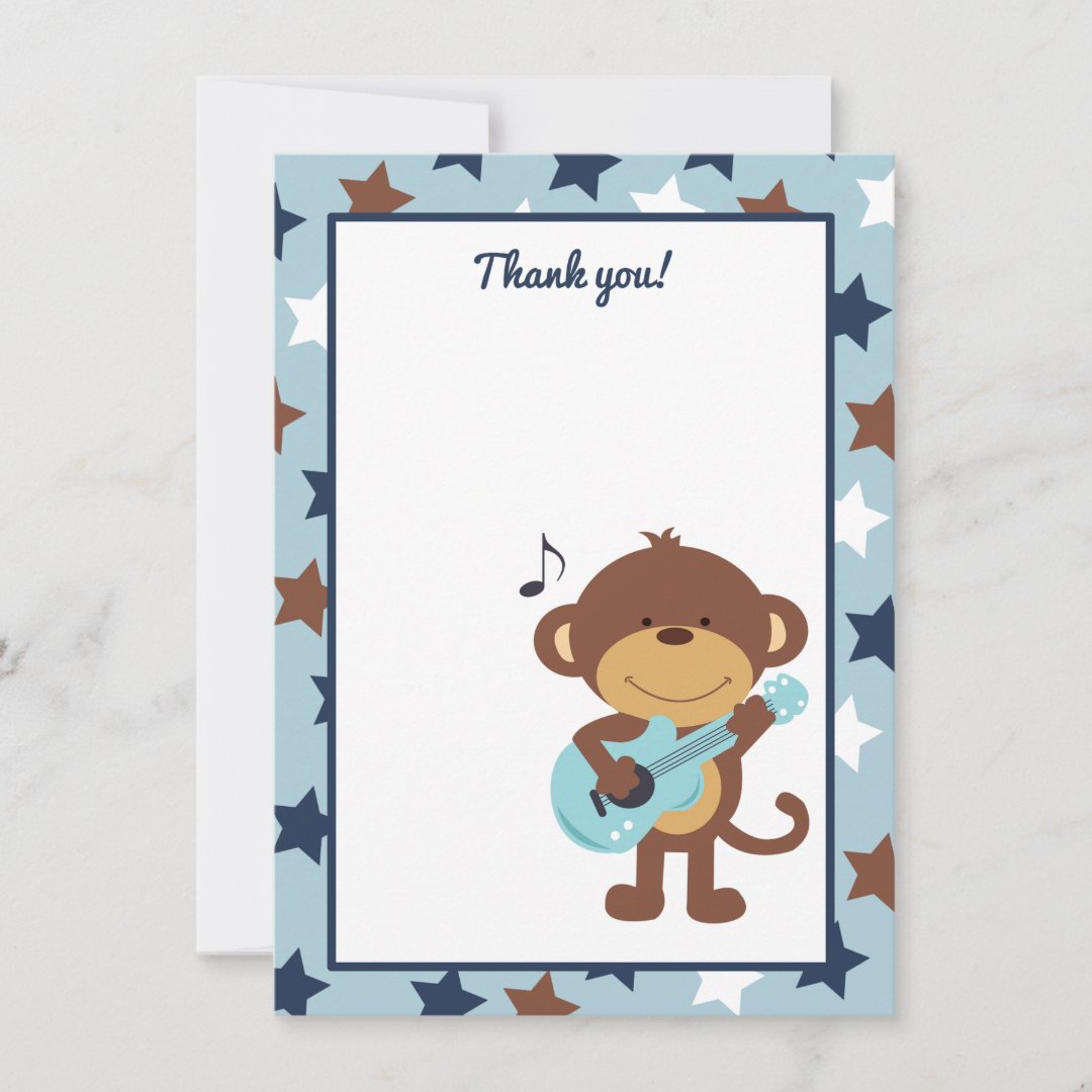 Monkey Rockstar Guitar Thank you card | Zazzle