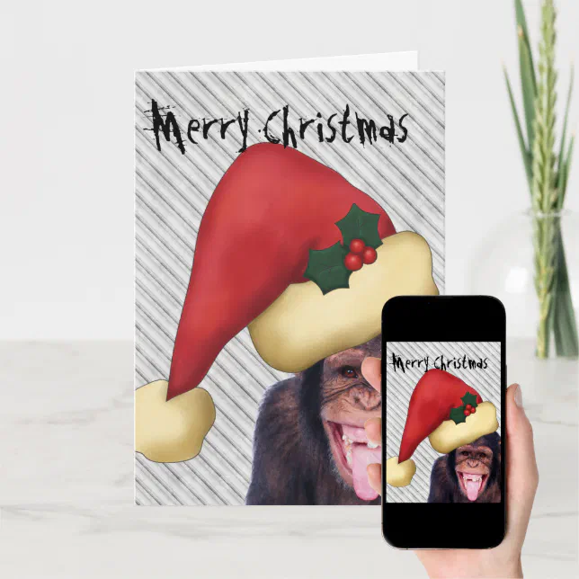 Monkey Santa Christmas Holiday Card | Zazzle