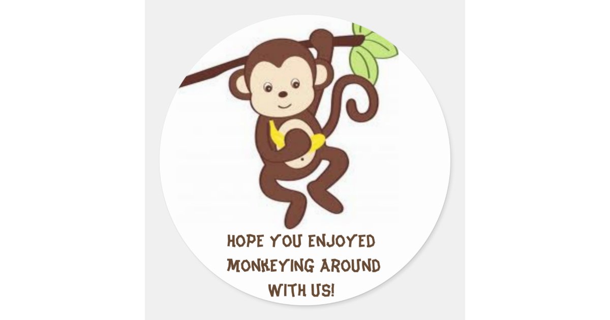 Monkey themed party sticker | Zazzle
