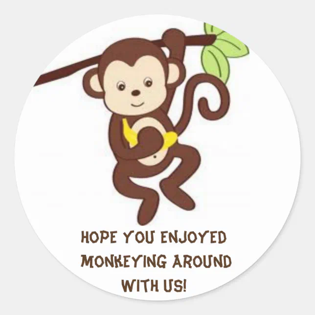 Monkey themed party sticker | Zazzle