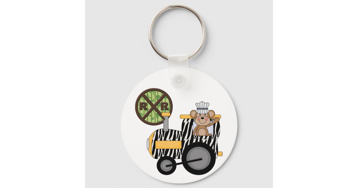 Monkey Train Engineer T-shirts and Gifts Keychain | Zazzle