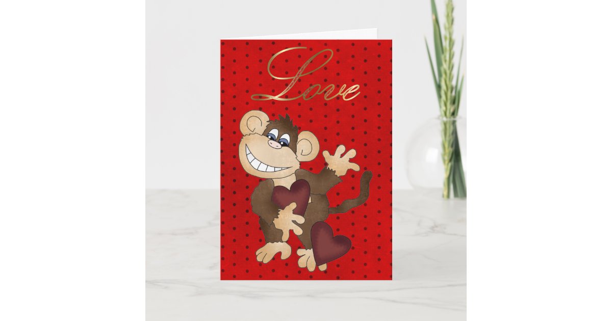 Monkey Valentine card | Zazzle
