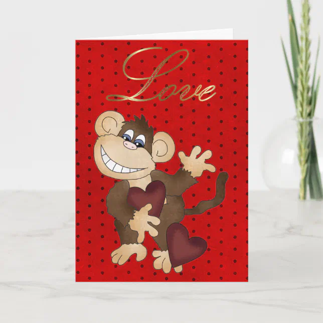 Monkey Valentine card | Zazzle