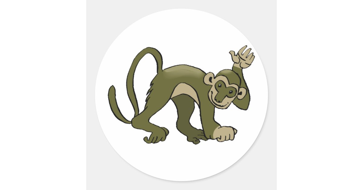 Monkey Wave Classic Round Sticker | Zazzle.com
