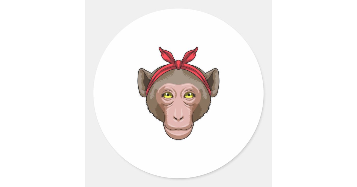 Monkey with Bandana Classic Round Sticker | Zazzle