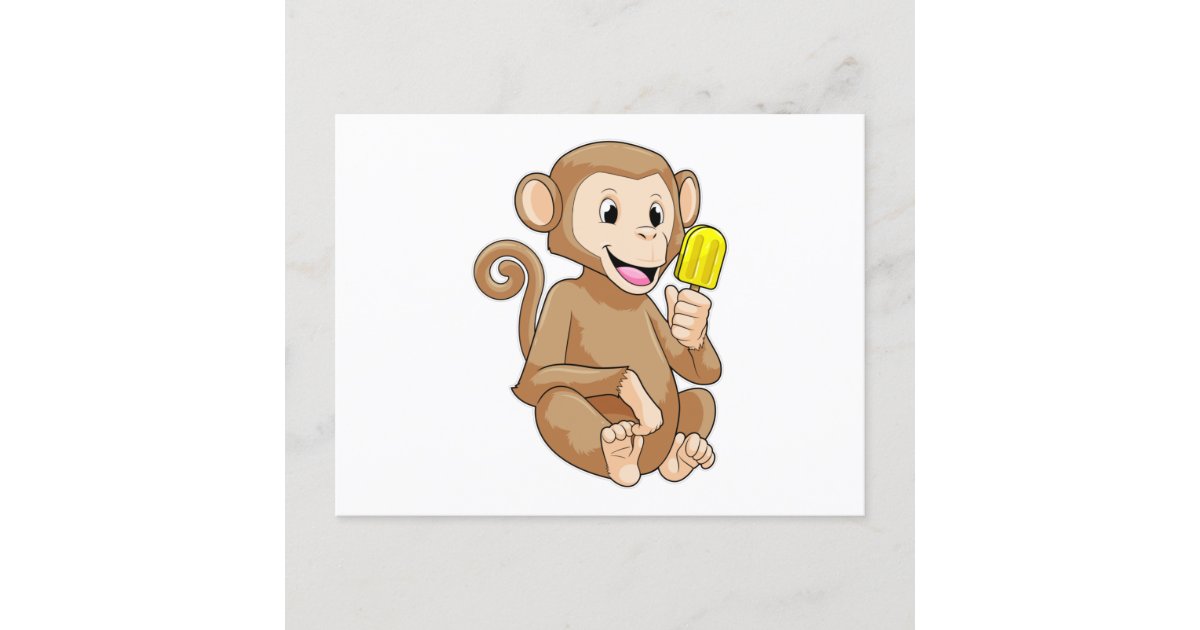 Monkey with Popsicle Postcard | Zazzle