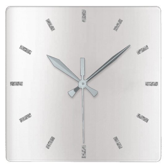Monochromatic Gray Silver Ombre Minimal Black Square Wall Clock ...