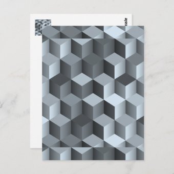 Monochrome 3D Cube Design Postcard | Zazzle