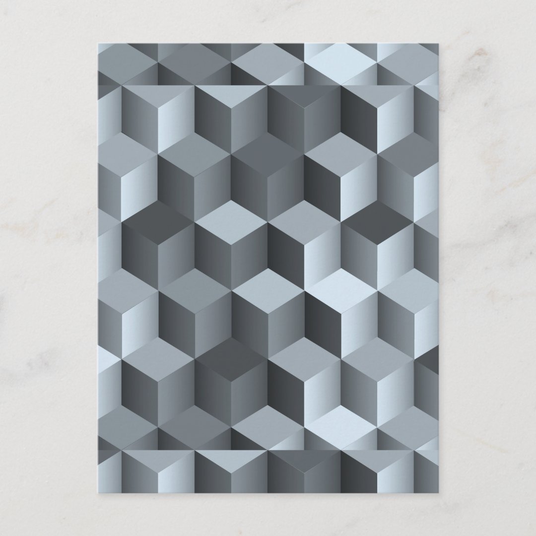 Monochrome 3D Cube Design Postcard | Zazzle