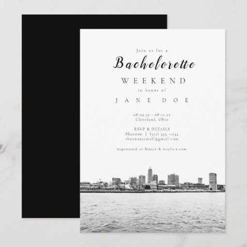 Monochrome Cleveland Bachelorette Party Invitation | Zazzle