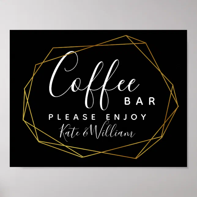 monochrome crystal geo Coffee bar station sign | Zazzle