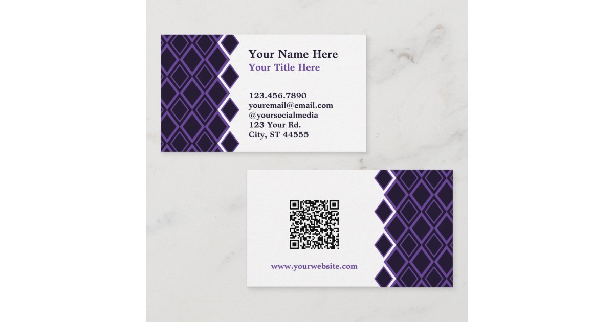 Monochrome Diamond QR Code Business Card | Zazzle
