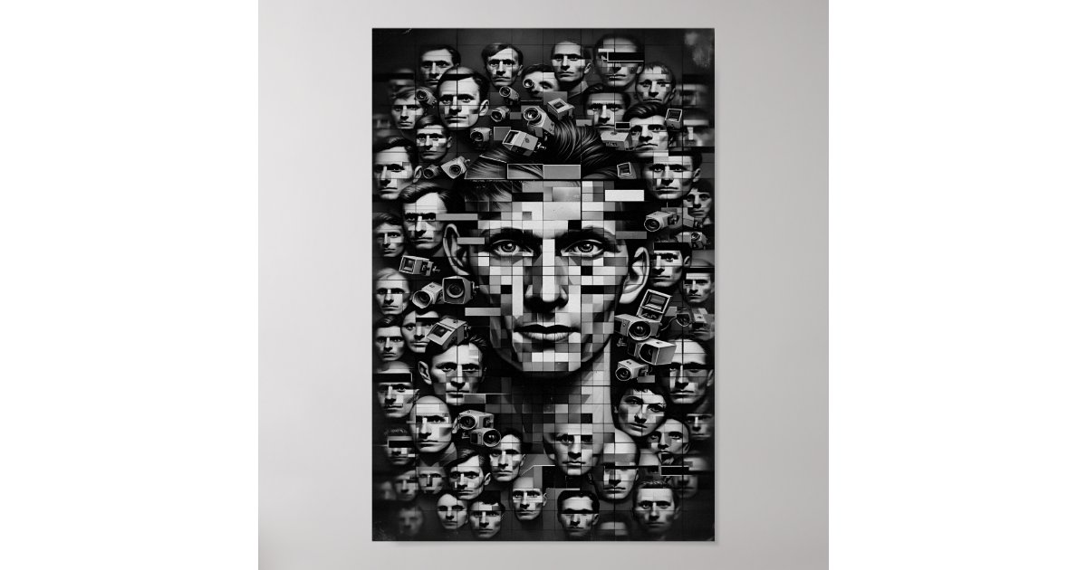 Monochrome Dystopian Control - Fragmented Freedom Poster | Zazzle