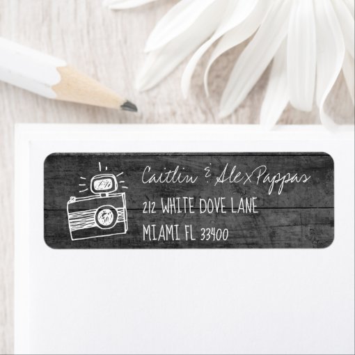 Monochrome Gray Hand-drawn Camera Icon Handwriting Label | Zazzle