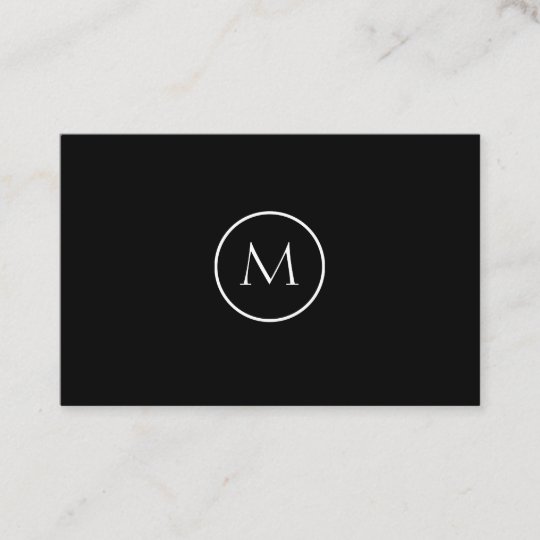 Monochrome Minimalist Monogrammed Elegant Black Business Card | Zazzle.com