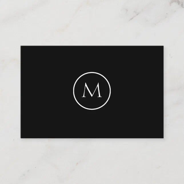 Monochrome Minimalist Monogrammed Elegant Black Business Card | Zazzle