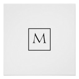 Monochrome Minimalist Rectangle Monogram Poster | Zazzle