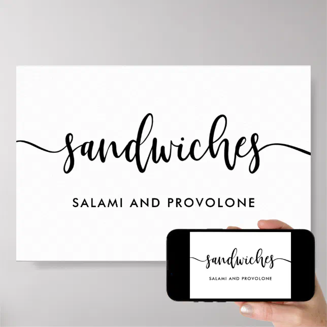 Monochrome Modern Typography Sandwiches Food Sign | Zazzle