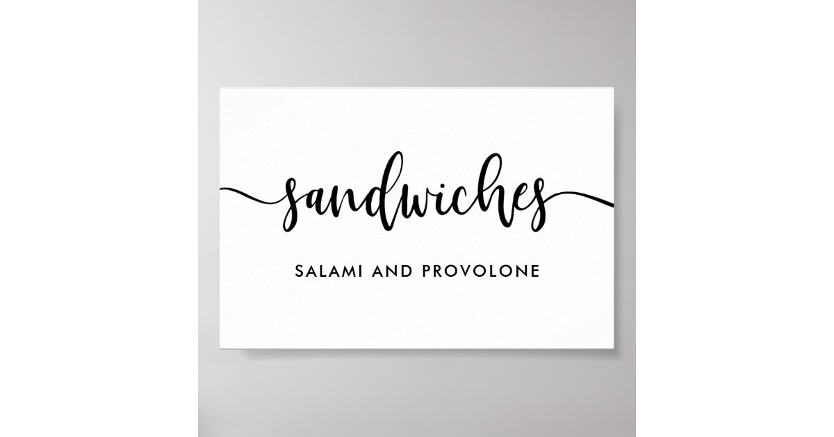 Monochrome Modern Typography Sandwiches Food Sign | Zazzle