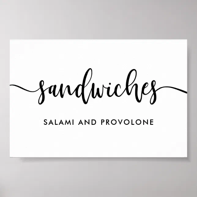 Monochrome Modern Typography Sandwiches Food Sign | Zazzle
