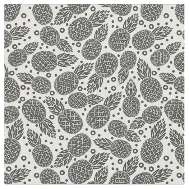 Pineapple Doodle Pattern Fabric | Zazzle