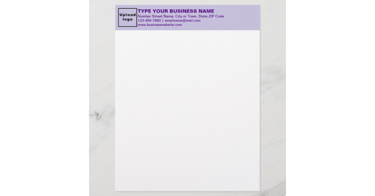 Monochrome Purple Heading of Business Letterhead | Zazzle
