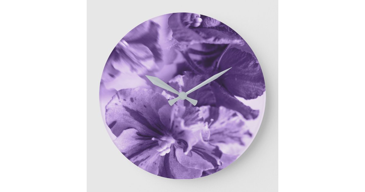 Monochrome Violets Large Clock | Zazzle