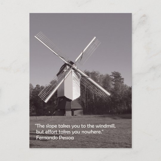 Monochrome windmill and inspirational quote postcard | Zazzle.com