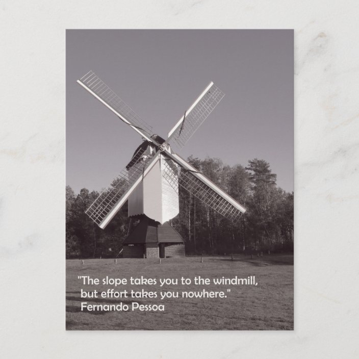 Monochrome windmill and inspirational quote postcard | Zazzle.com