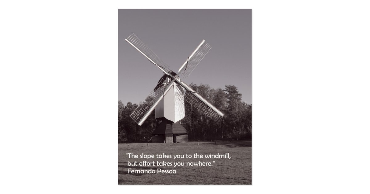 Monochrome windmill and inspirational quote postcard | Zazzle.com