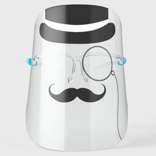 Monocle Mustache Bowler Hat Face Shield | Zazzle