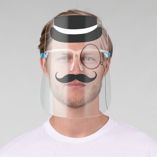 Monocle Mustache Bowler Hat Face Shield | Zazzle.com