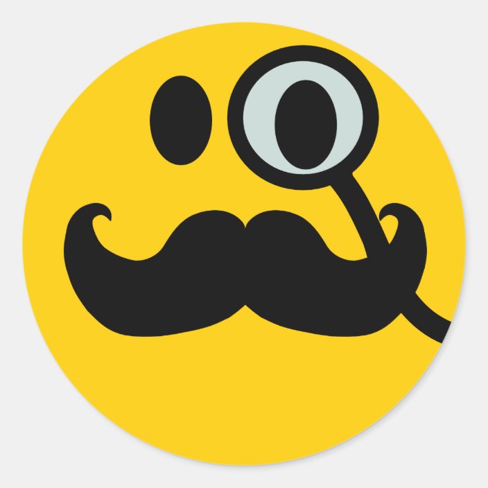 Monocle & Mustache Customizable backgrnd) Classic Round Sticker ...