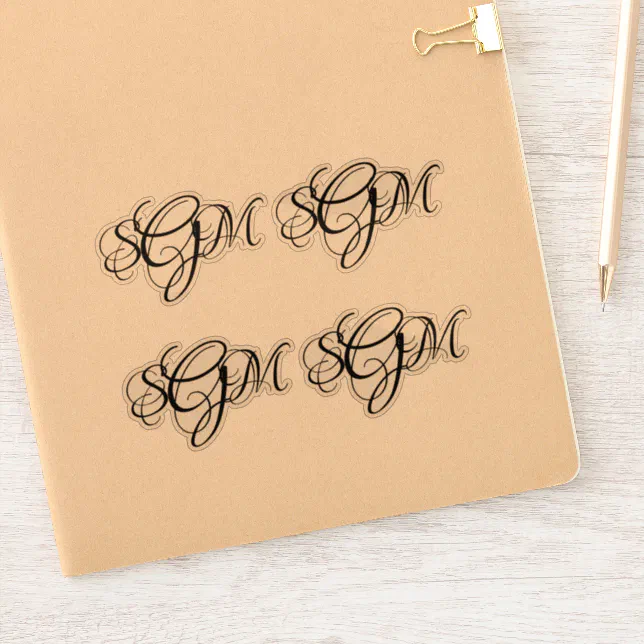 Monogram 3-Letter Initials Custom Decals 4-Up | Zazzle